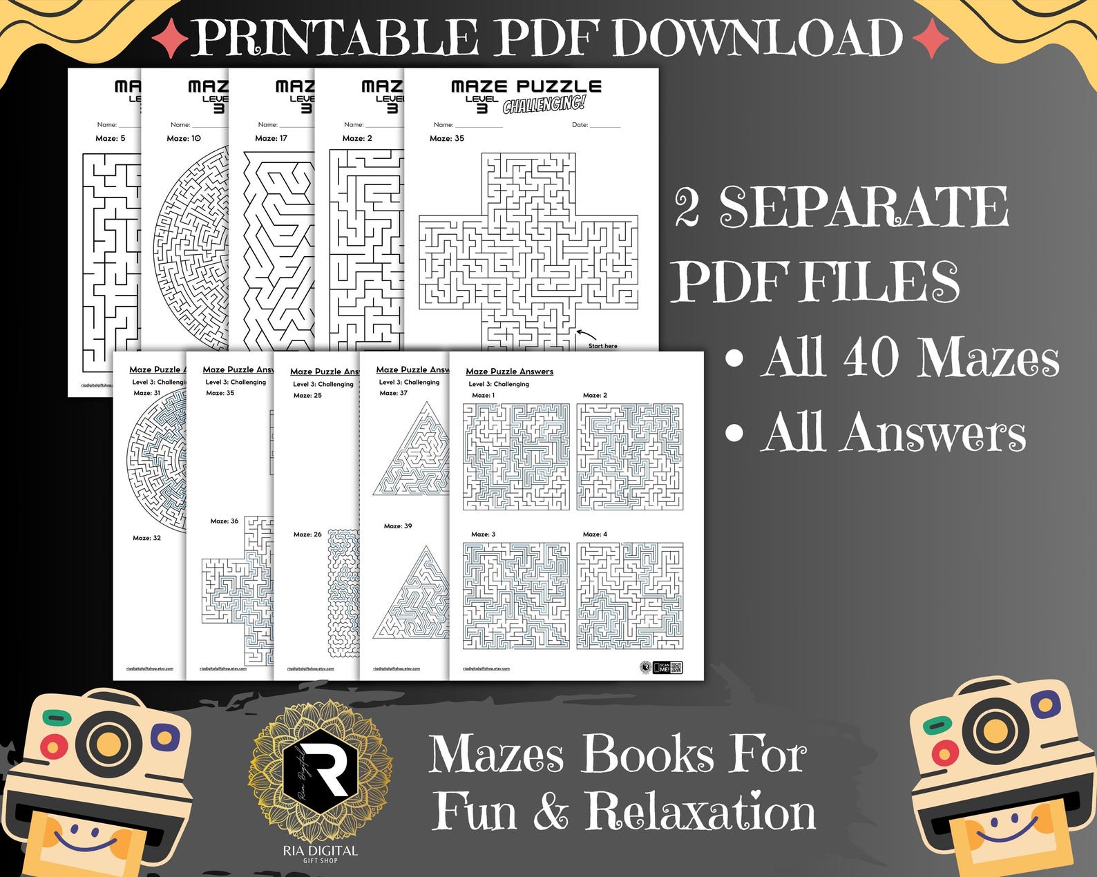 Maze Puzzle Book With Challenging Level 3 Mazes Book for Adult and ...