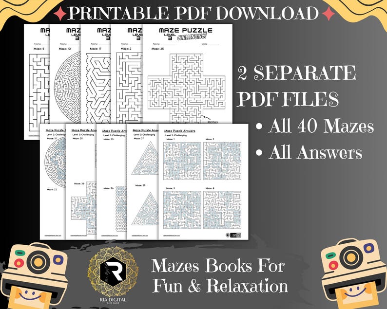 Maze Puzzle Book With Challenging Level 3 Mazes Book for Adult and ...