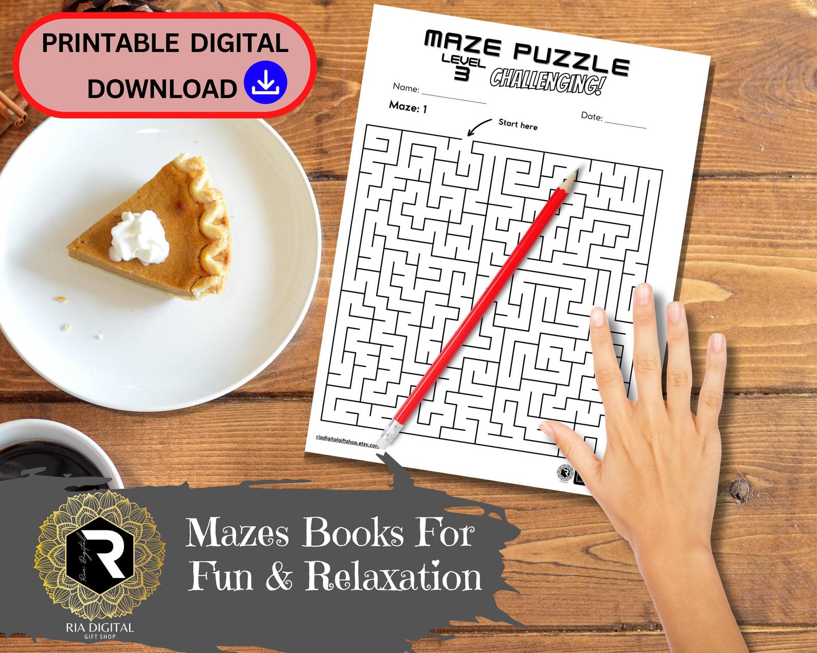 Maze Puzzle Book With Challenging Level 3 Mazes Book for Adult and ...
