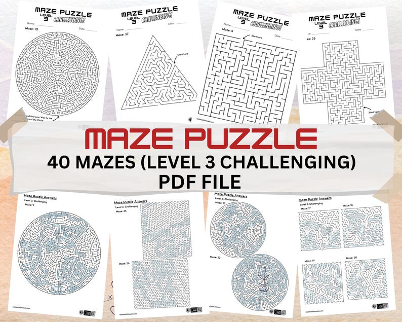 Maze Puzzle Book With Challenging Level 3 Mazes Book for Adult and ...