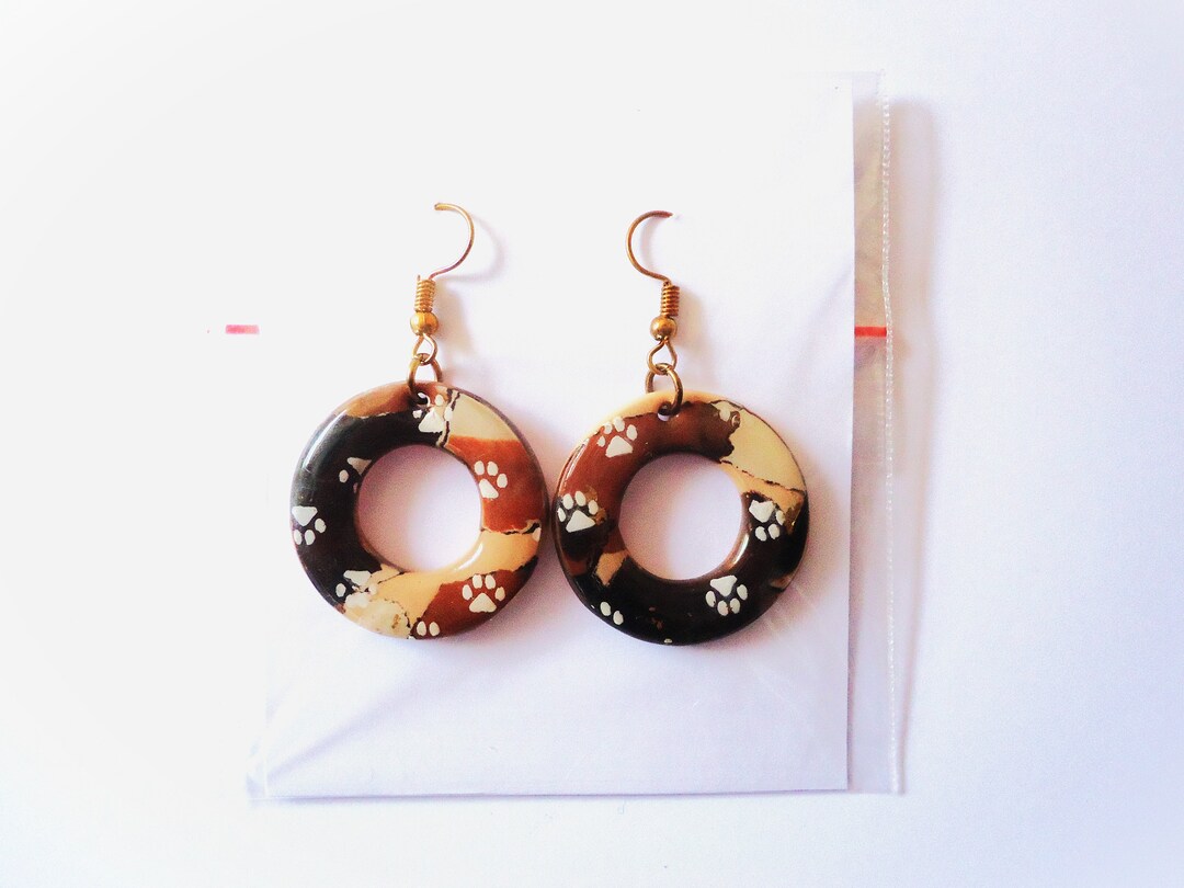 Handmade Polymer Clay Calico Paws Doughnut Earrings - Etsy