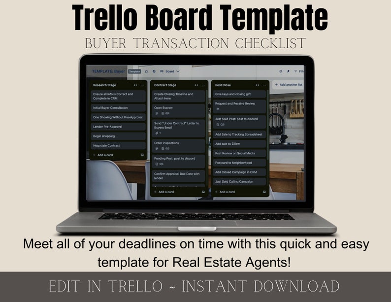 Buyer Trello Board for Real Estate Agents | Trello Template | Real ...