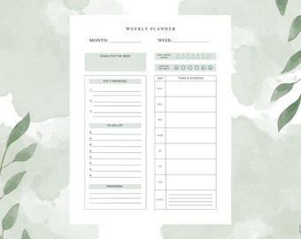 Weekly Planner | Digital | Fillable | Printable | Tasks Tracker | Habit ...