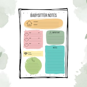 Babysitter Notes - Printable - Etsy