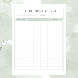 Printable Blood Pressure Log - Etsy