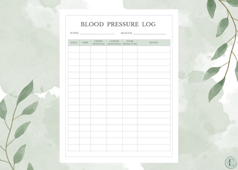 Printable Blood Pressure Log - Etsy