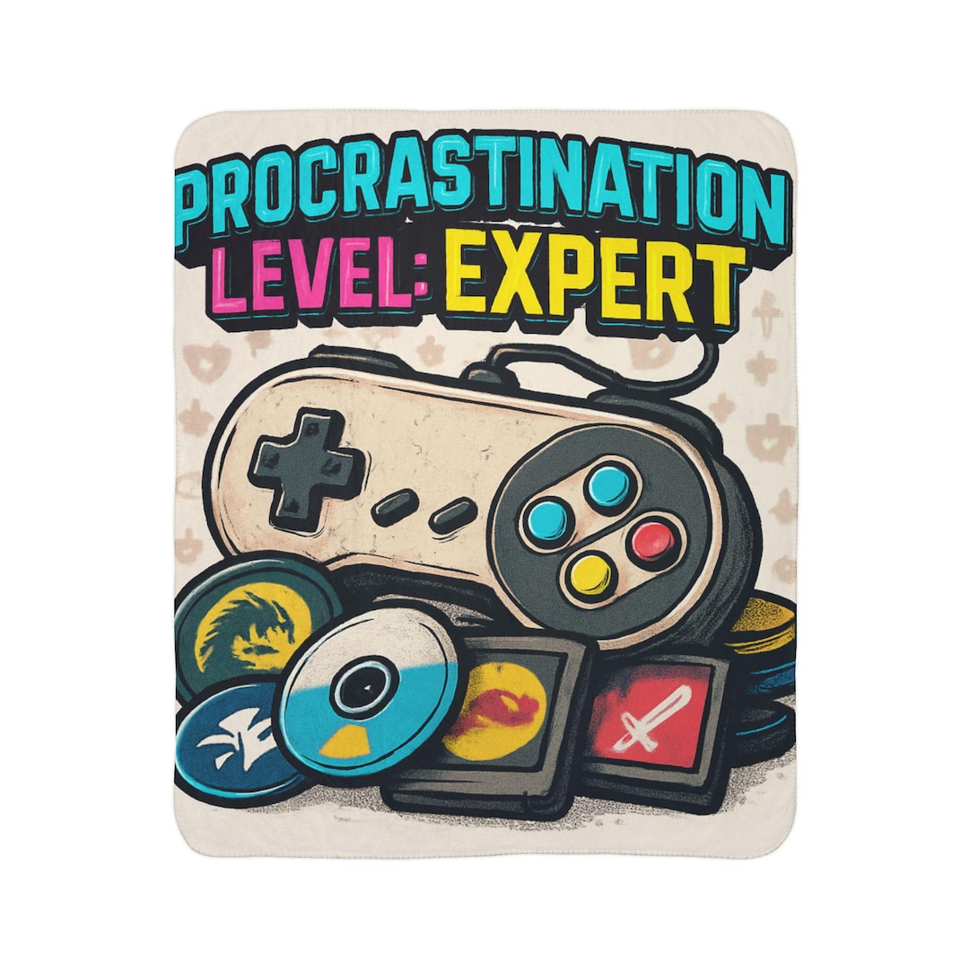 Procrastination Level: Expert Fleece Sherpa Blanket | Retro Game ...