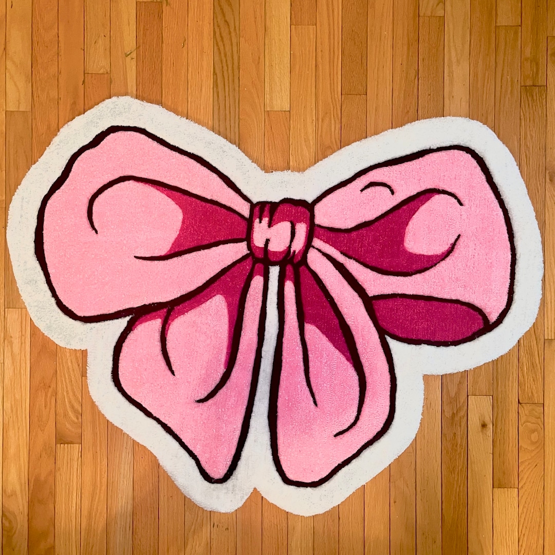 Pink Bow Rug - Handmade - Etsy