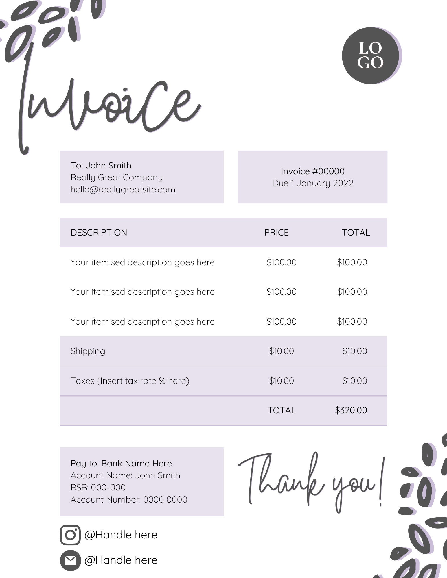 Digital Invoice Template Spring Theme 2023 - Etsy