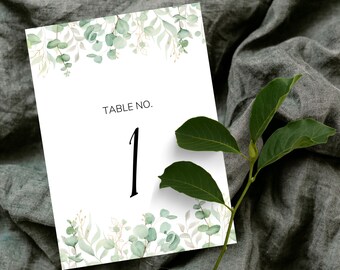 Eucalyptus Table Numbers 1-30 Printable, Wedding Table Numbers ...