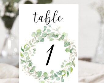 Eucalyptus Table Numbers 1-30 Printable, Wedding Table Numbers ...