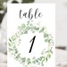 Eucalyptus Wreath Wedding Table Numbers Printable, Table Numbers ...