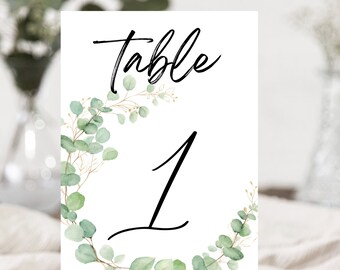 Eucalyptus Table Numbers 1-30 Printable, Wedding Table Numbers ...