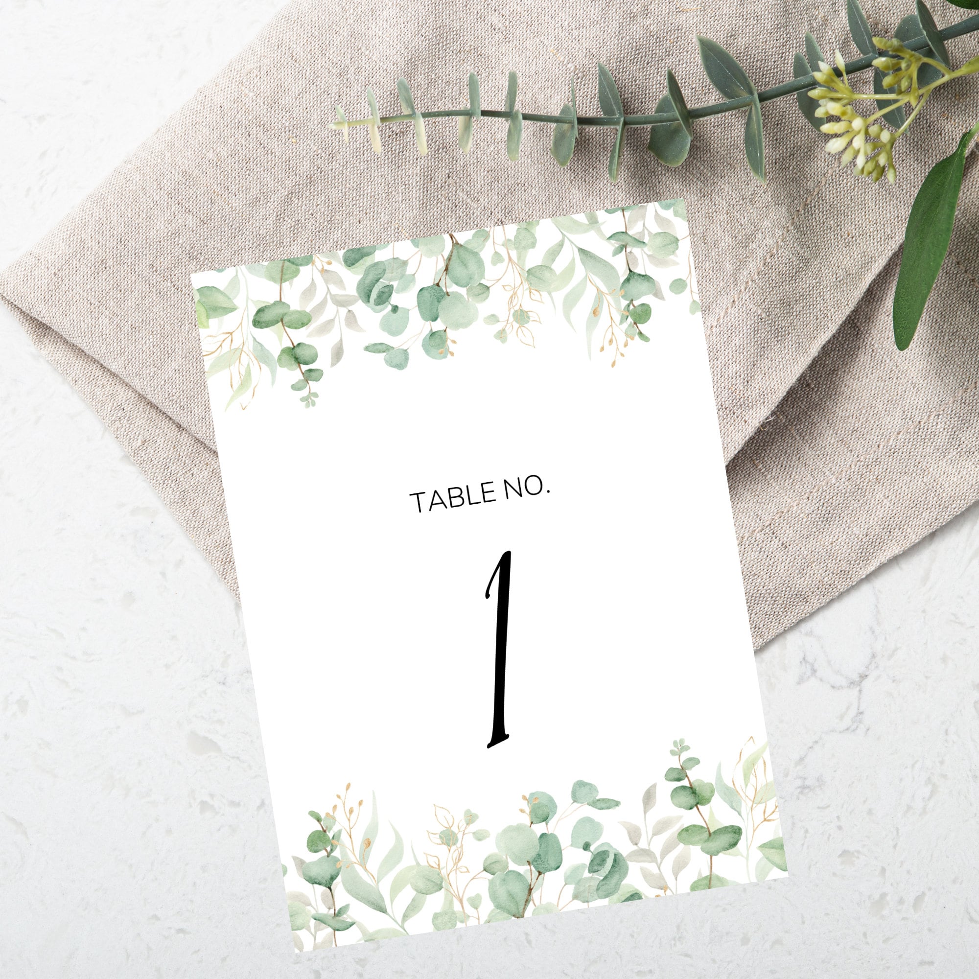 Eucalyptus Greenery Wedding Table Numbers Printable, Table Numbers ...