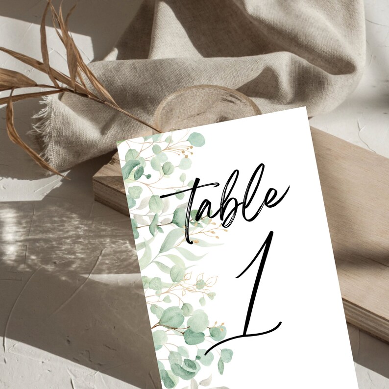 Eucalyptus Table Numbers 1-30 Printable, Wedding Table Numbers ...