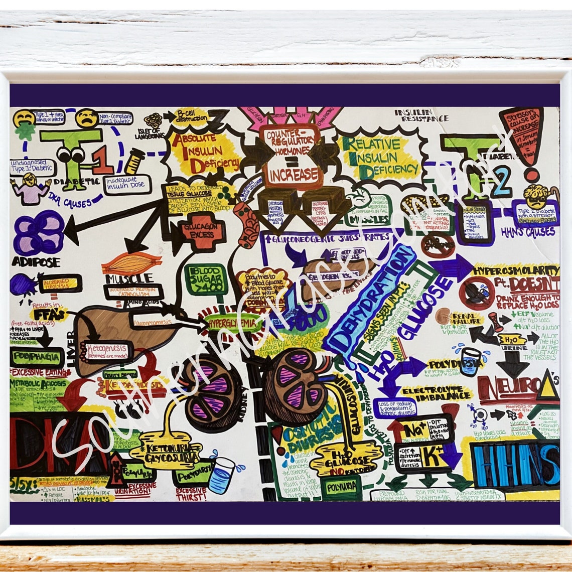 Nursing Cheat Sheet, Patho Flowchart, DKA, HHNS, Endocrine Cheat Sheet ...