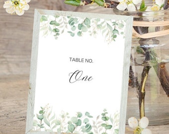 Eucalyptus Table Numbers 1-30 Printable, Wedding Table Numbers ...