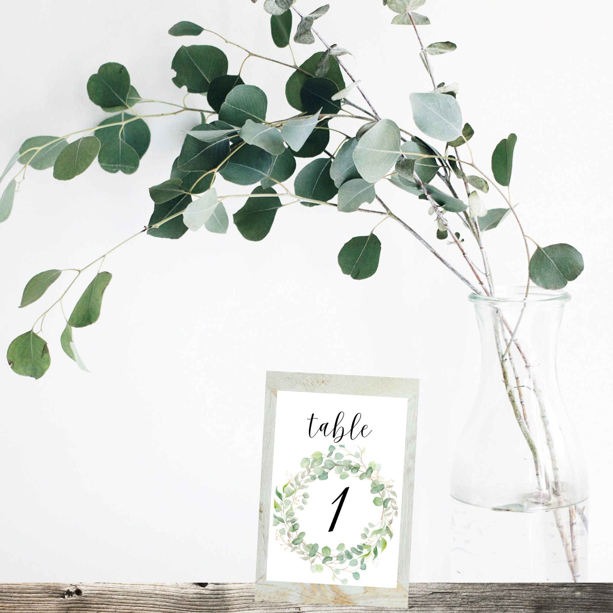 Eucalyptus Wreath Wedding Table Numbers Printable, Table Numbers ...