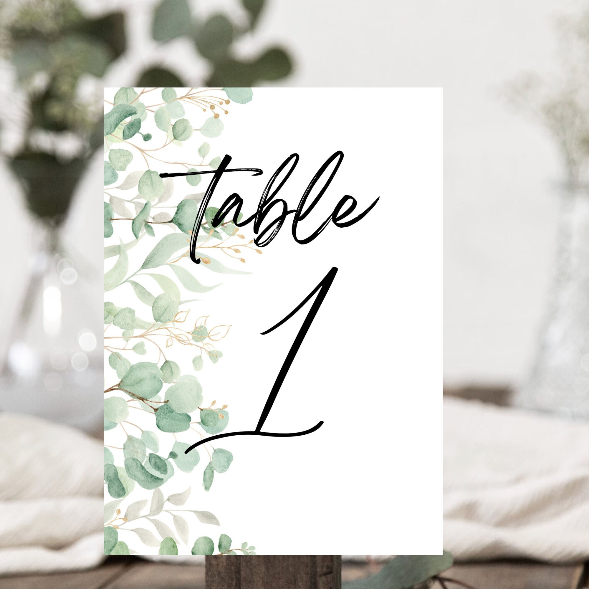 Eucalyptus Table Numbers 1-30 Printable, Wedding Table Numbers ...