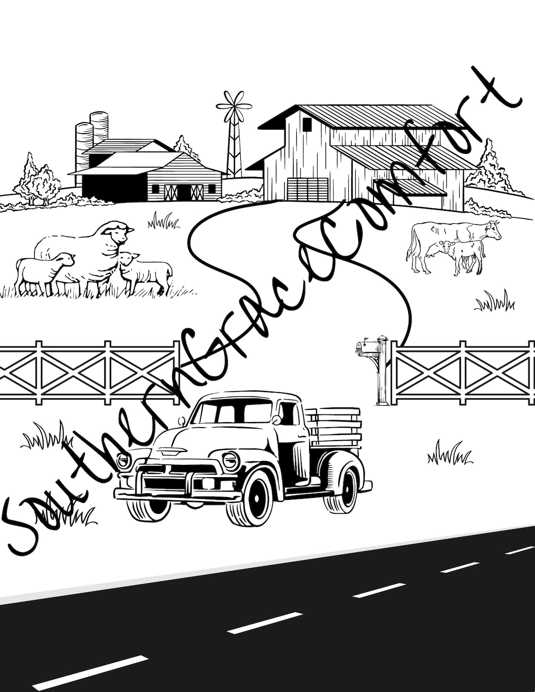 Farm Truck Printable Coloring Sheet, Coloring Page - Etsy