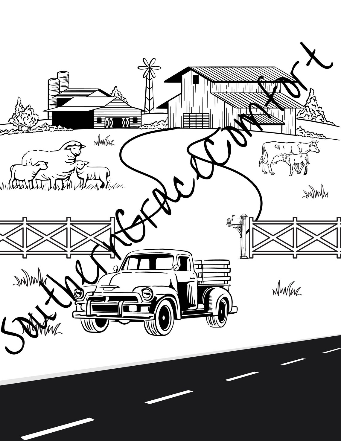 Farm Truck Printable Coloring Sheet, Coloring Page - Etsy