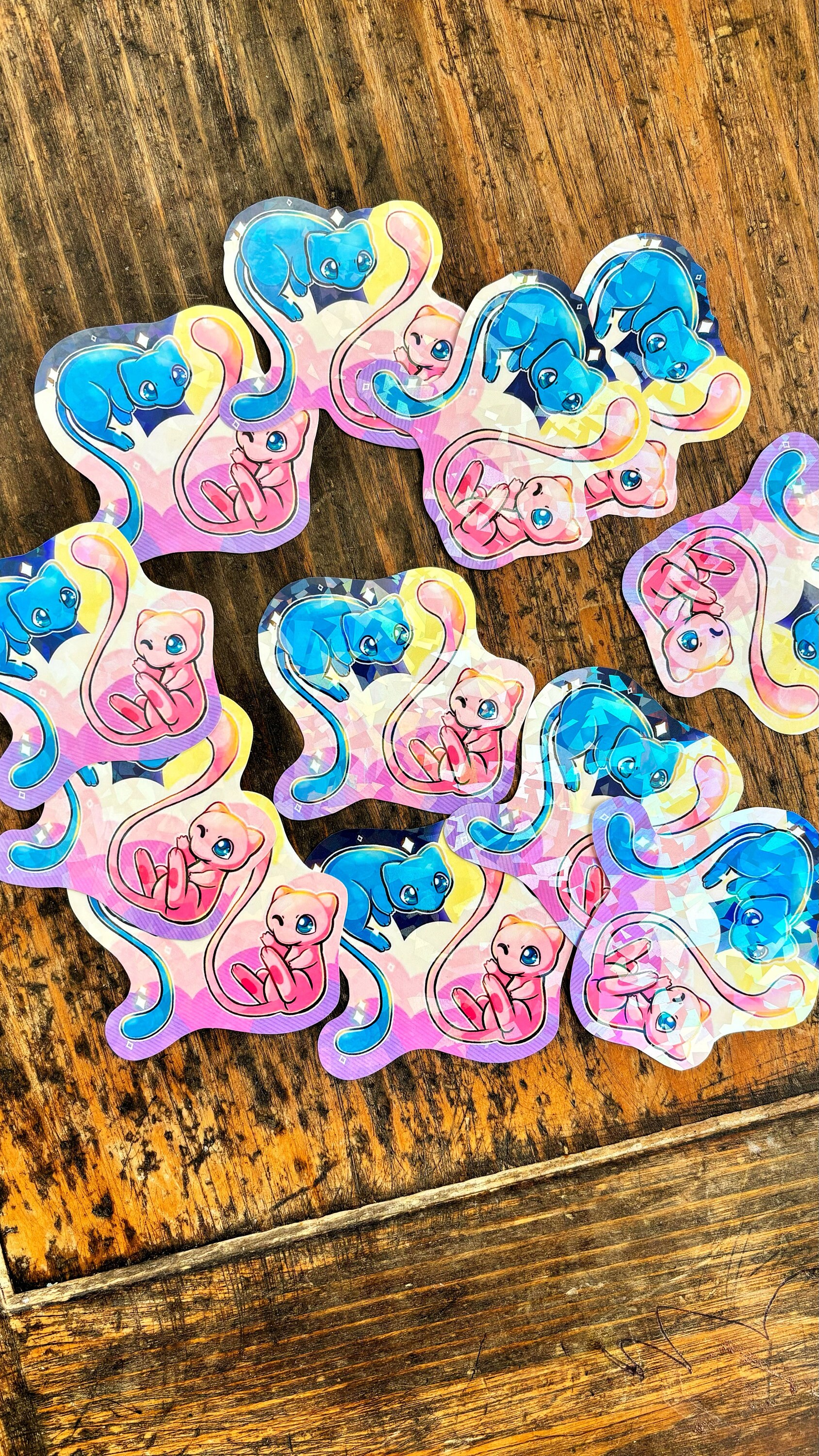 Kawaii Mew Sticker Having Fun With Shiny Mew Decal for Water Bottle - Etsy