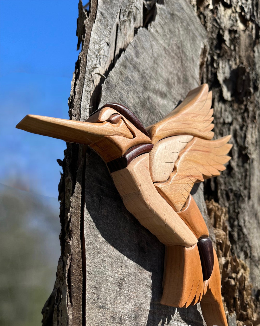 Hand Cut Intarsia Hummingbird: Cherry, Maple, Walnut & Thermal Ash - Etsy