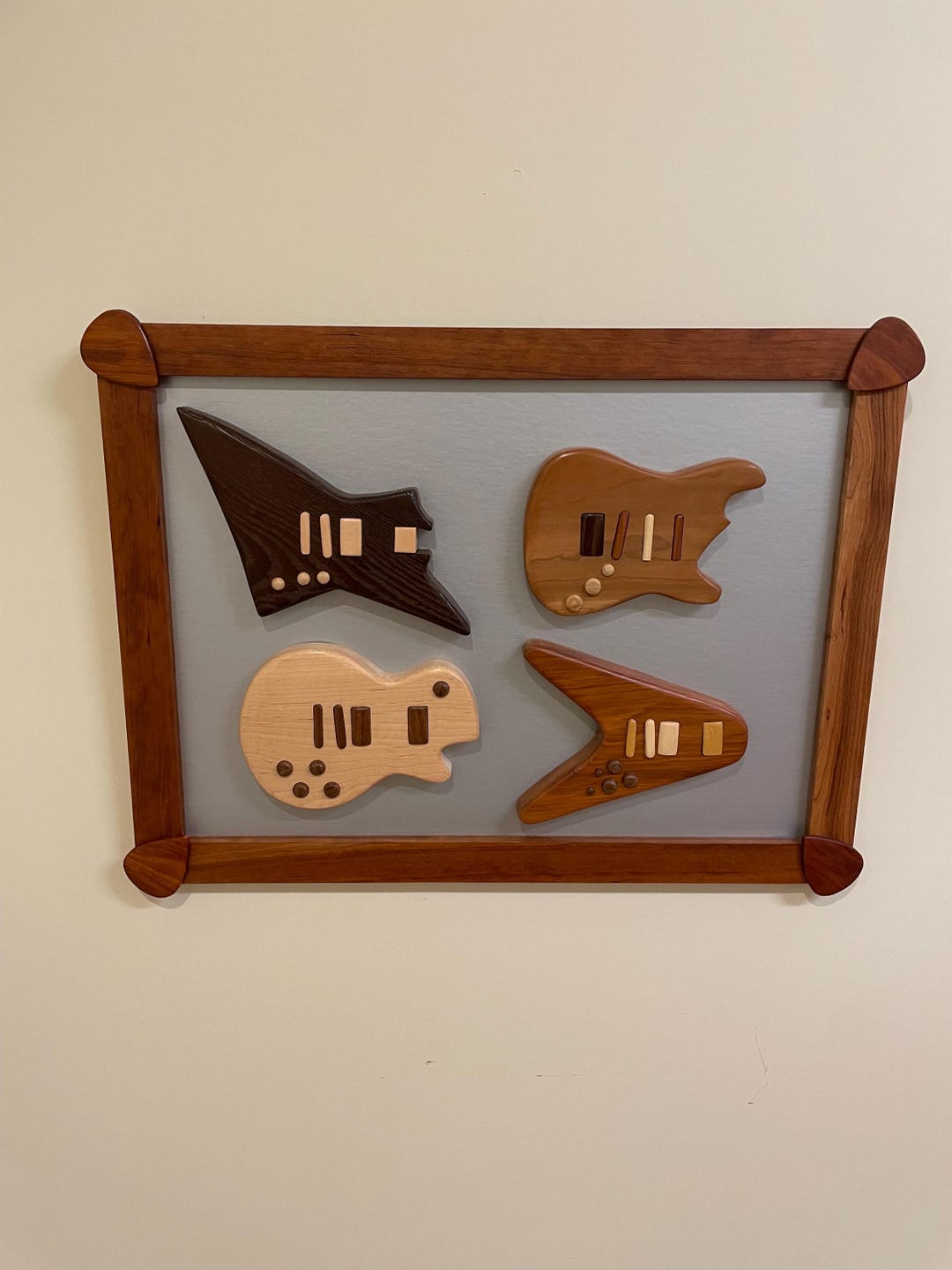 Handmade Hardwood Guitar Art: Scroll Saw Music Decor - Etsy