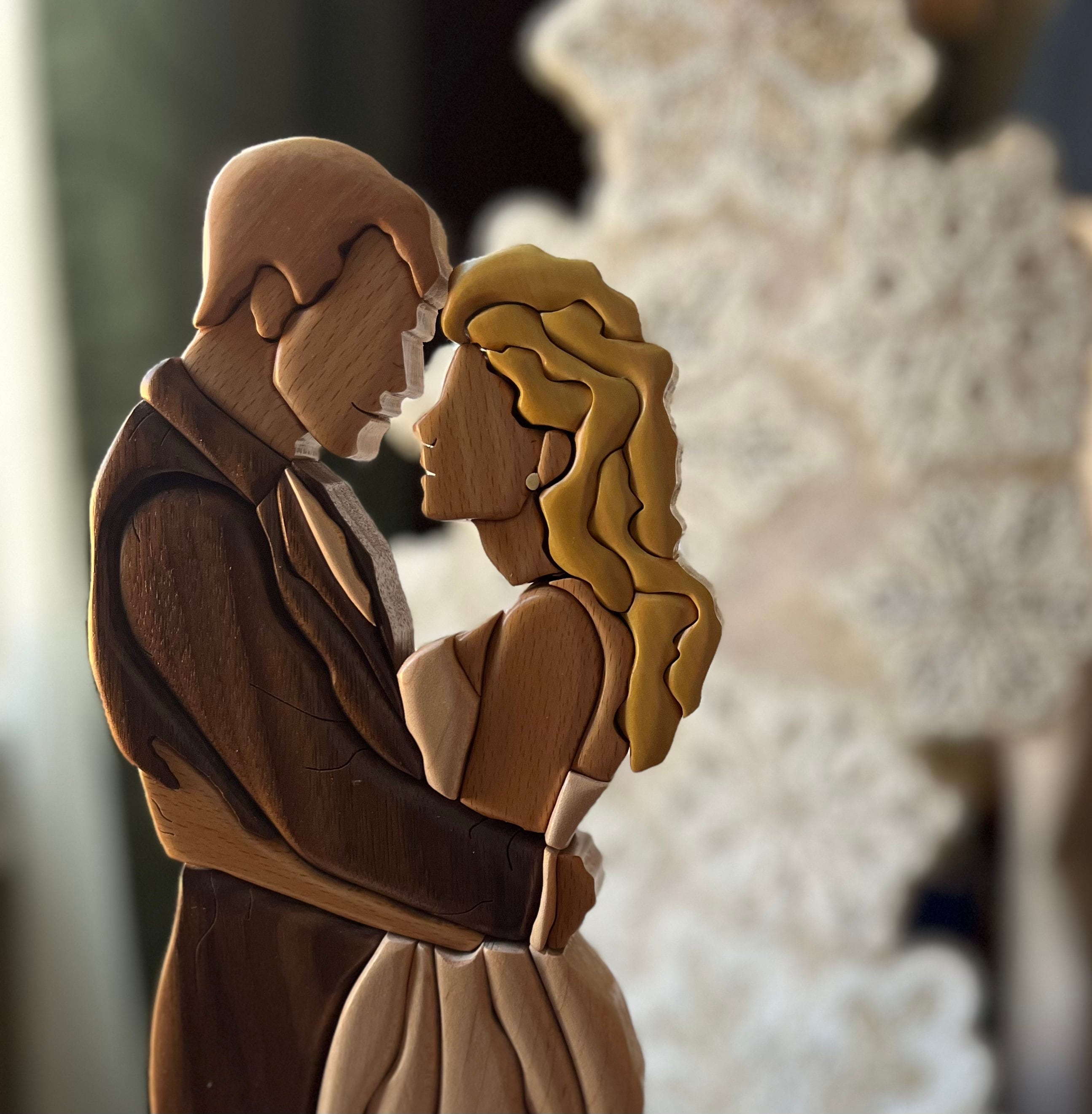 Bride and Groom Intarsia Wall Art - Etsy