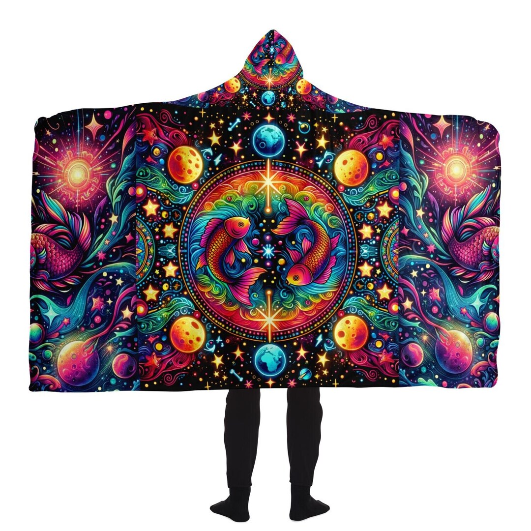 Pisces Hooded Blanket. Zodiac Sign Hooded Blanket. Pisces - Etsy