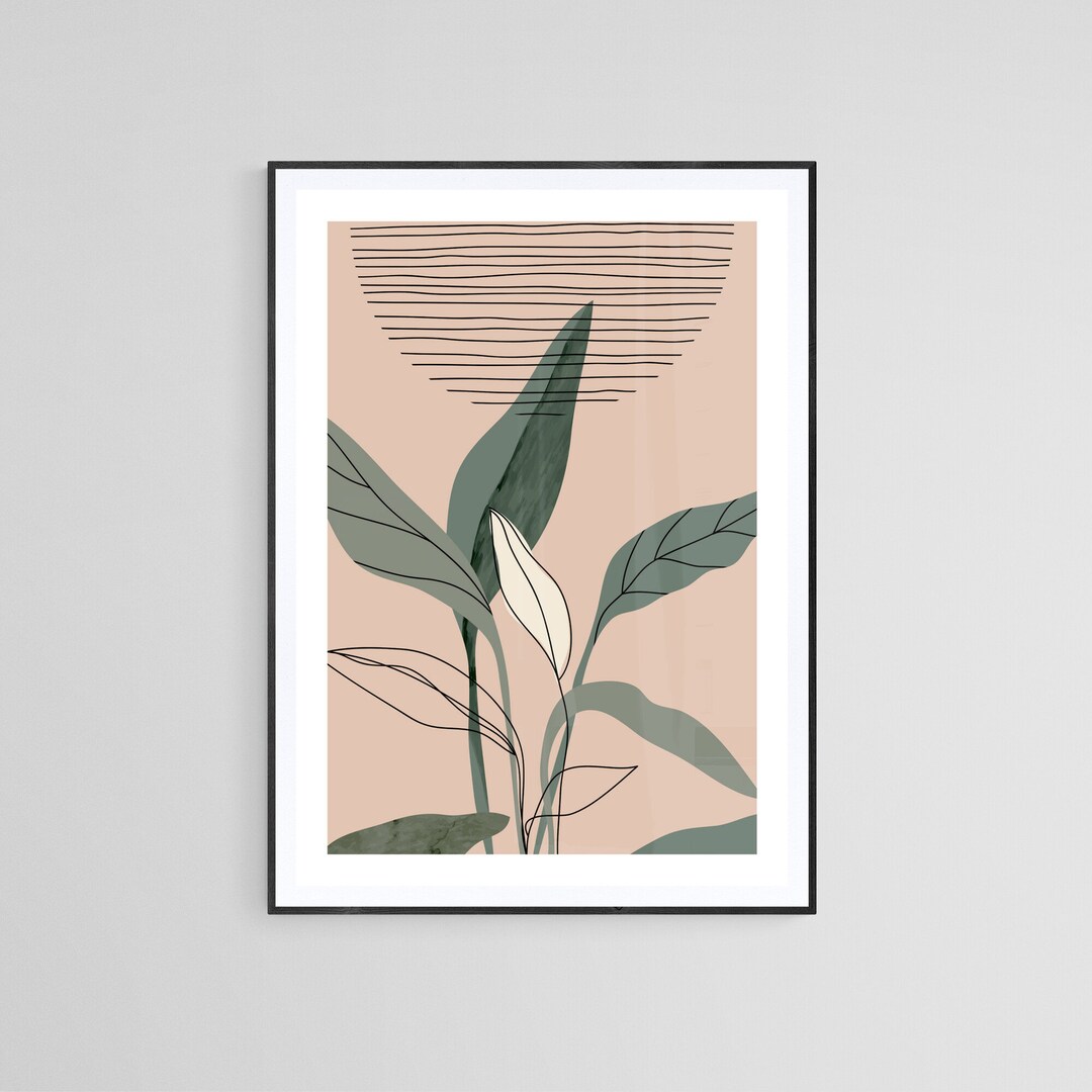 Leafy Botanical Print Modern Art Print Subtle Greenery Wall Art Neutral ...