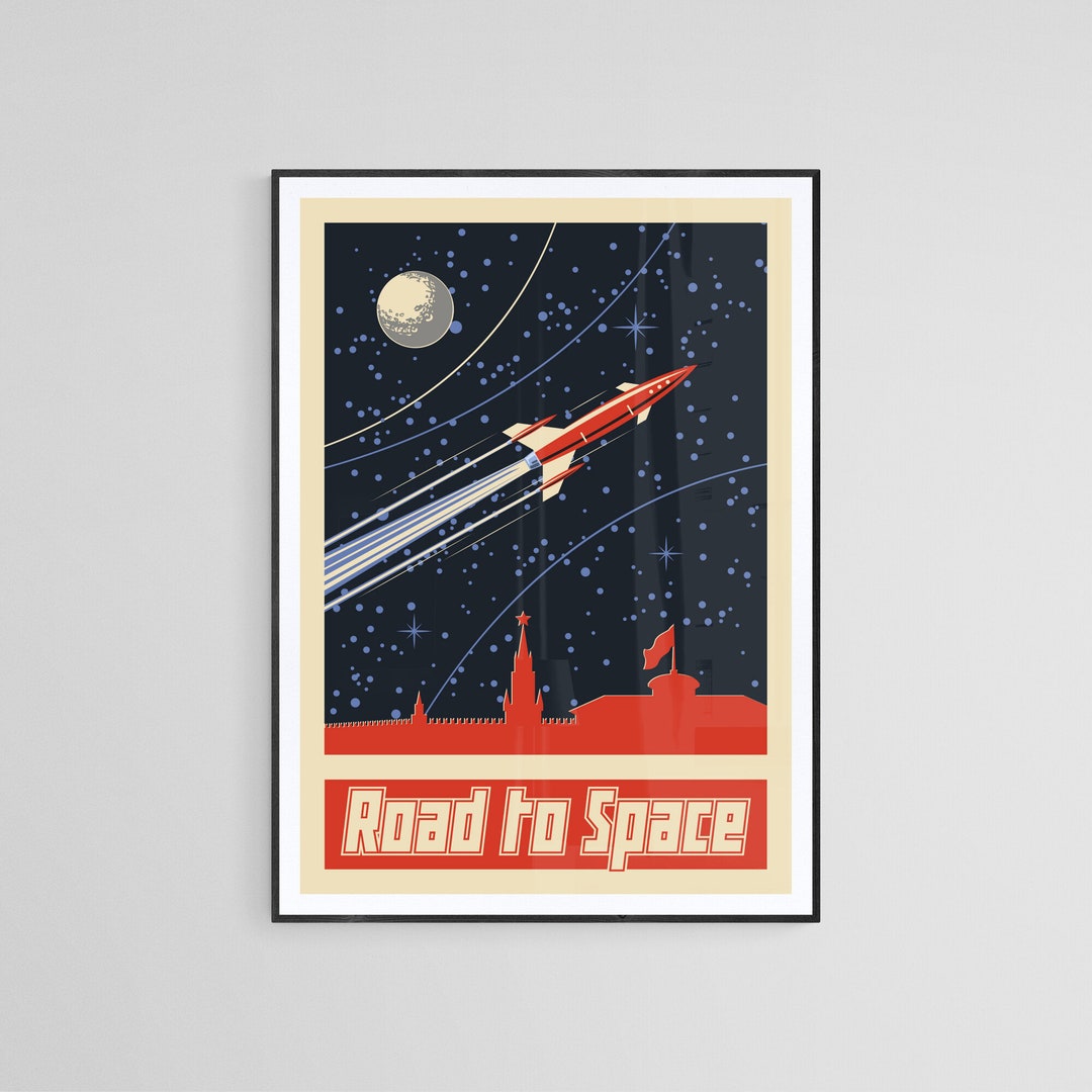 Road to Space Rocket Poster Retro Space Travel Artwork Classic Soviet ...