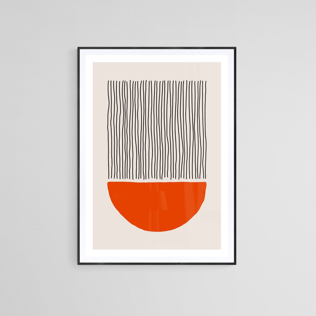 Abstract Textured Half Circle Art Print in Warm Rustic Tones Modern ...