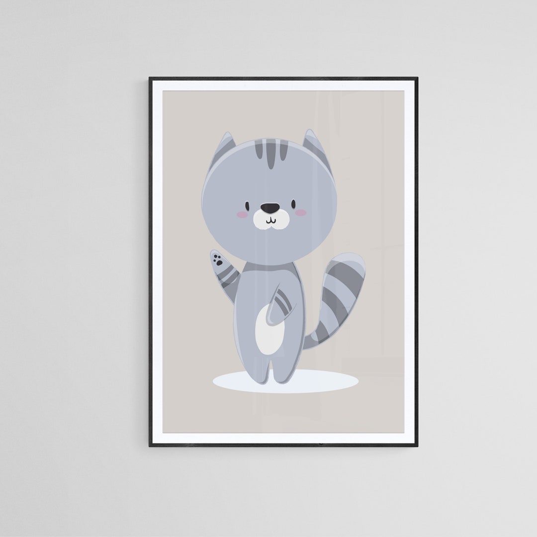 Nursery Raccoon Illustration Print Cheerful Woodland Nursery Art ...