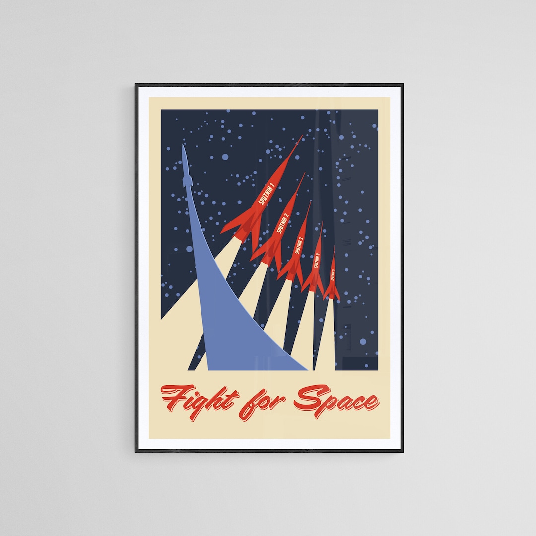 Fight for Space Poster Retro Rocket Fleet Artwork Nostalgic Space Race ...