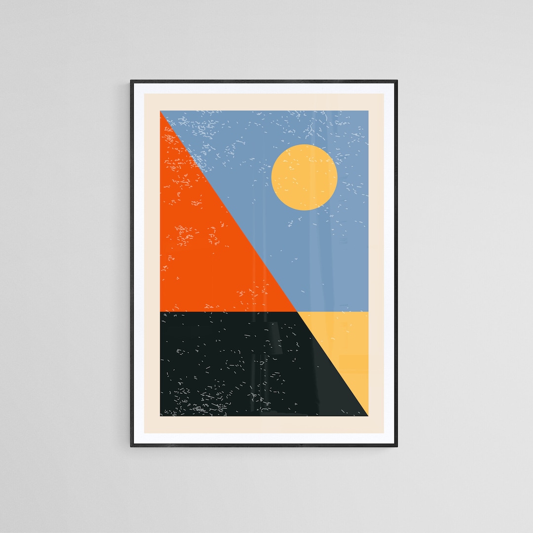 Triangular Sunset Modern Print Geometric Shapes in Warm Palette ...