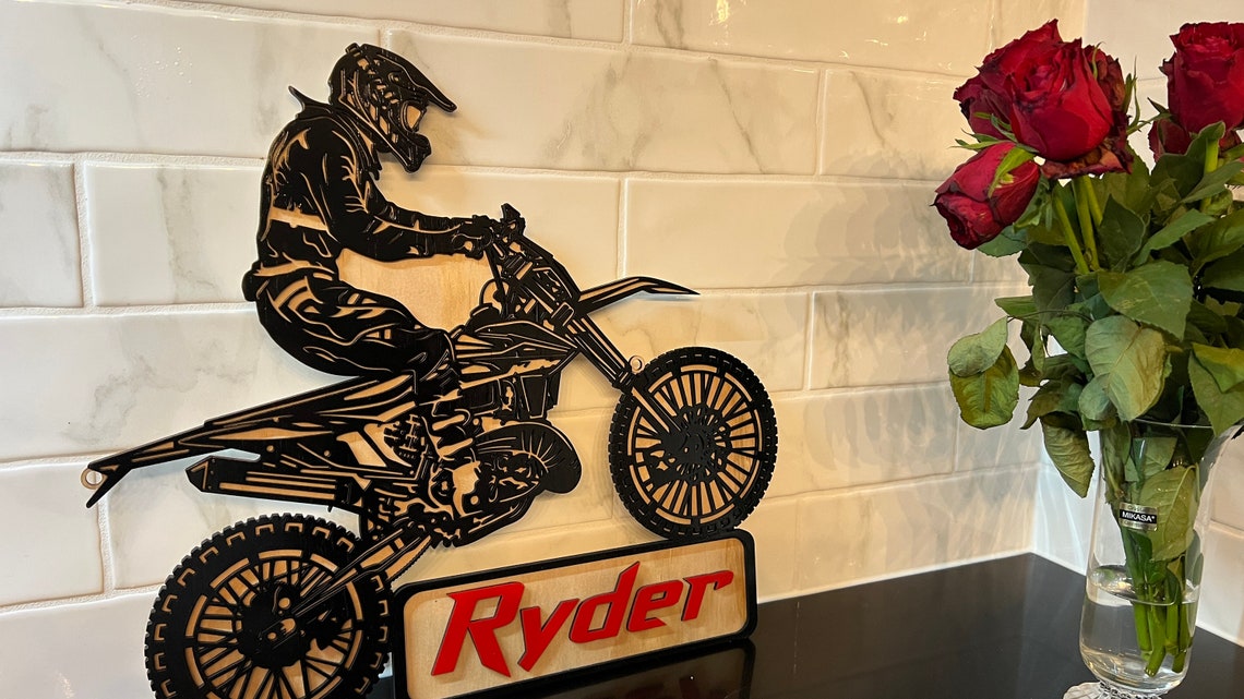 Motorcross Door Plaque Banner Decoration Display 3mm 4mm 6mm SVG Laser ...