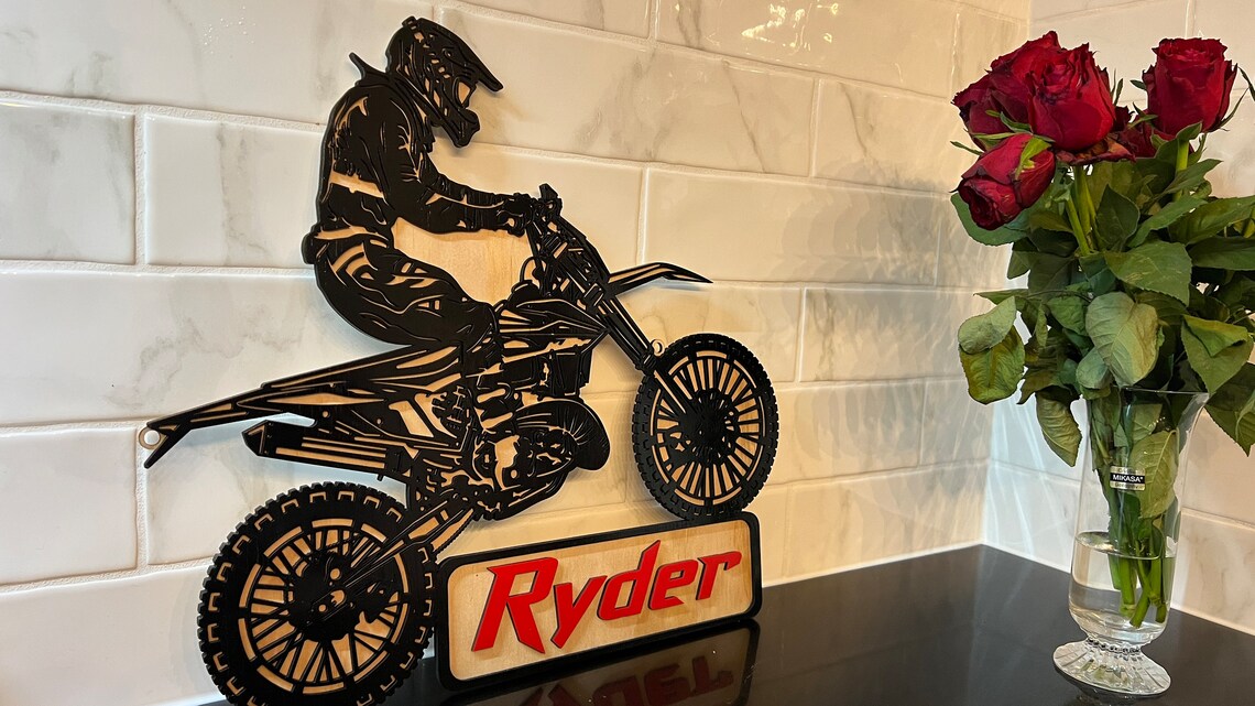 Motorcross Door Plaque Banner Decoration Display 3mm 4mm 6mm SVG Laser ...