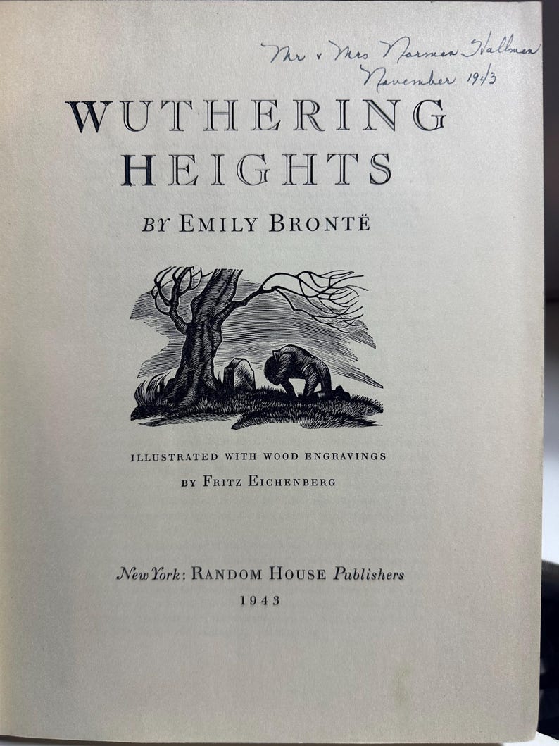 Wuthering Heights Hardcover Book. by Emily Bronte. Published in 1943 - Etsy