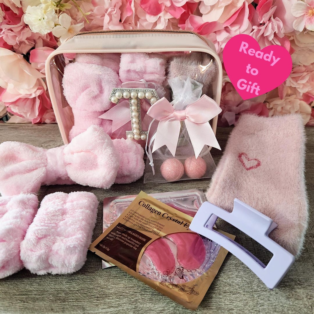 Personalized Spa Gift Bag: Pink Toiletry Bag, Self-care Package - Etsy