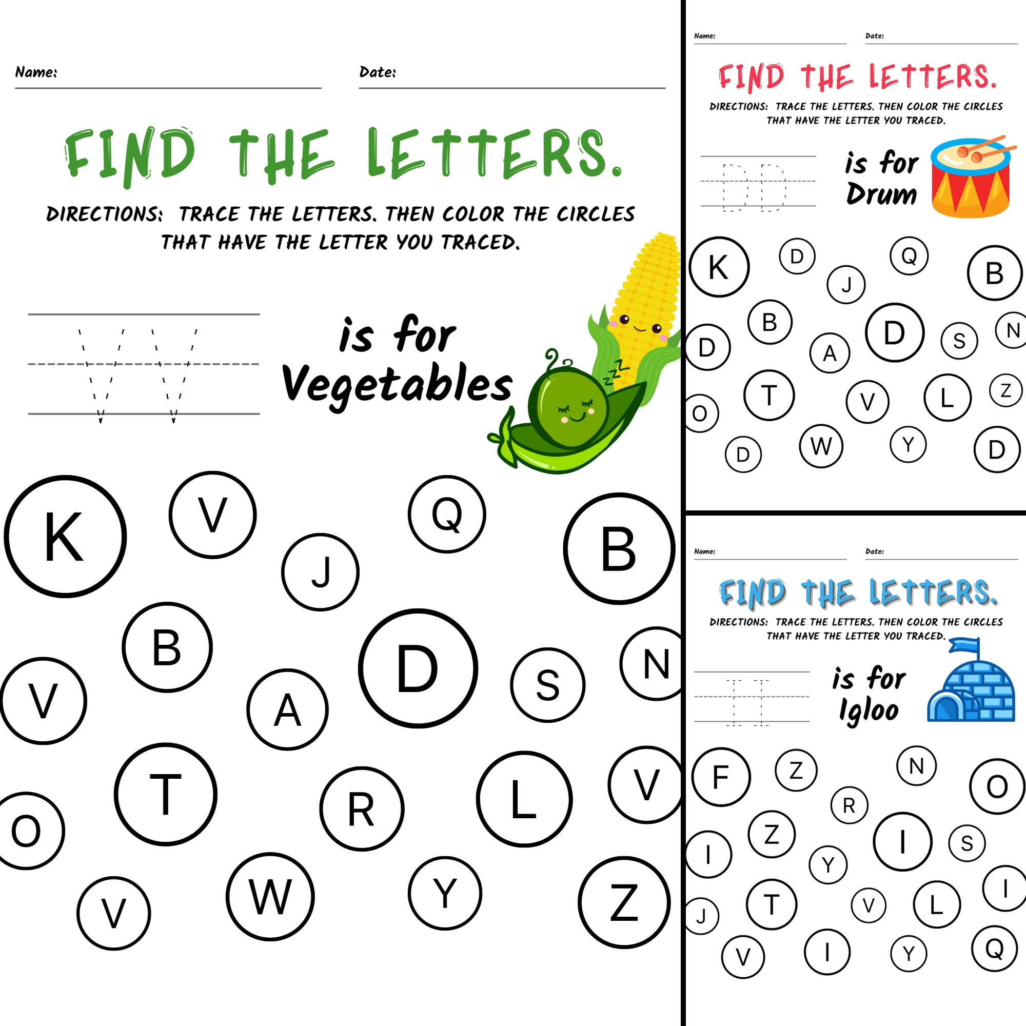 Trace & Find Abc's 26 Printable Pages, Kids Learning Pages, Home School ...