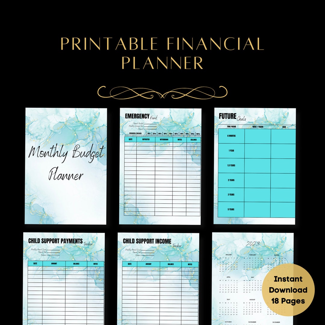 Blue Financial Budget Printable Planner, Expense/debt/password Tracker ...