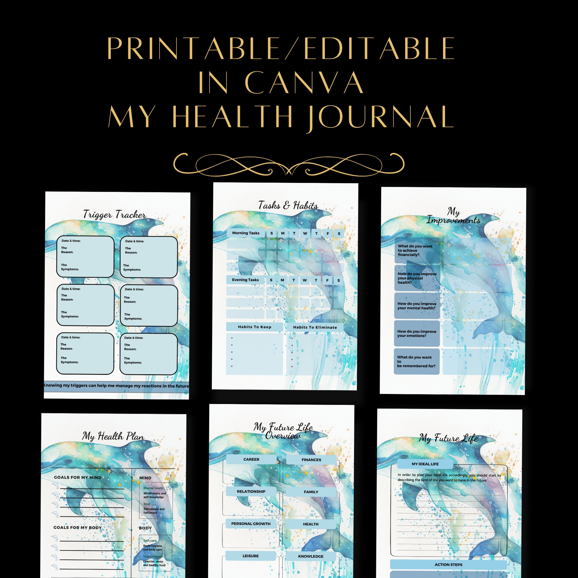 Editable/printable My Health Journal, Physical & Mental Health ...