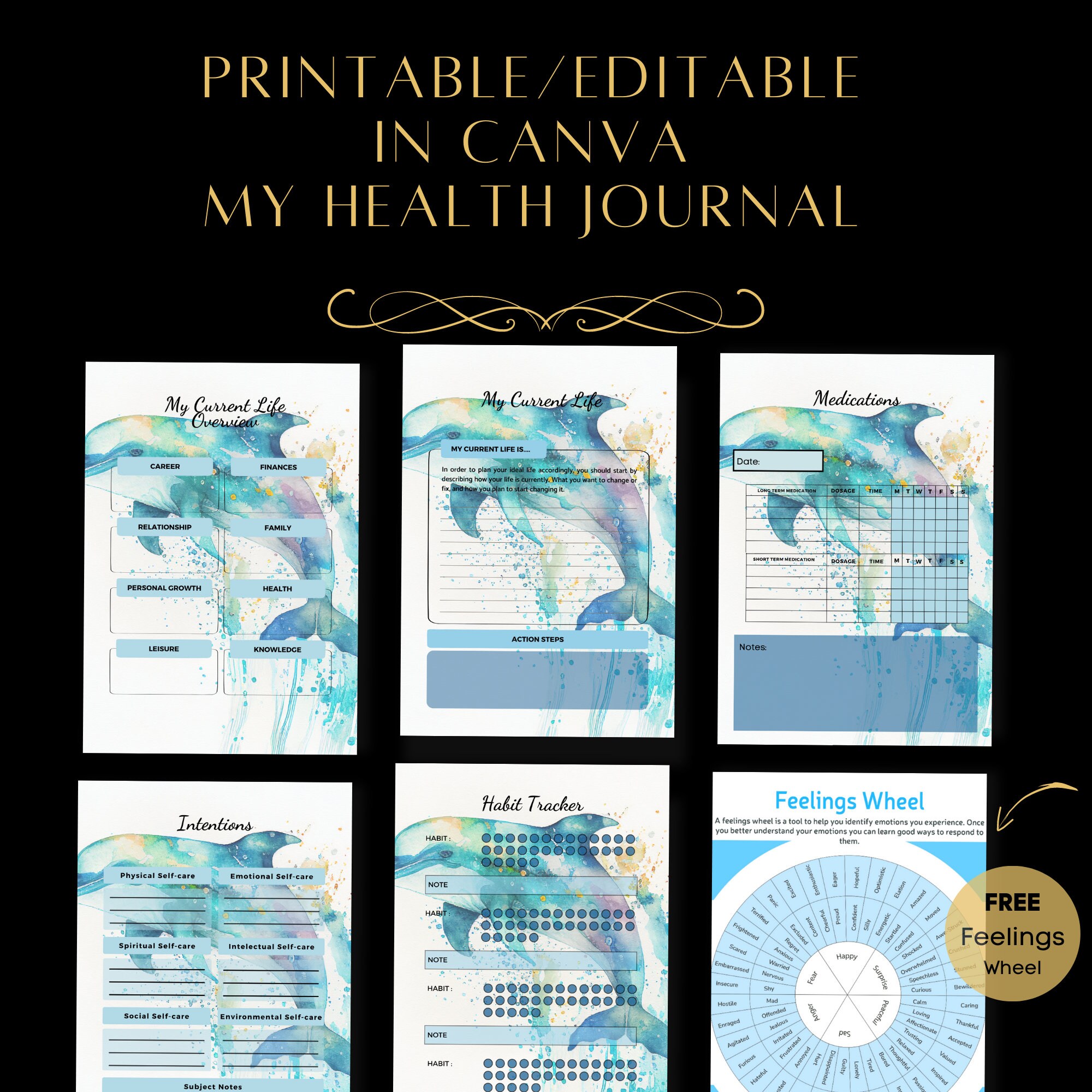 Editable/printable My Health Journal, Physical & Mental Health ...