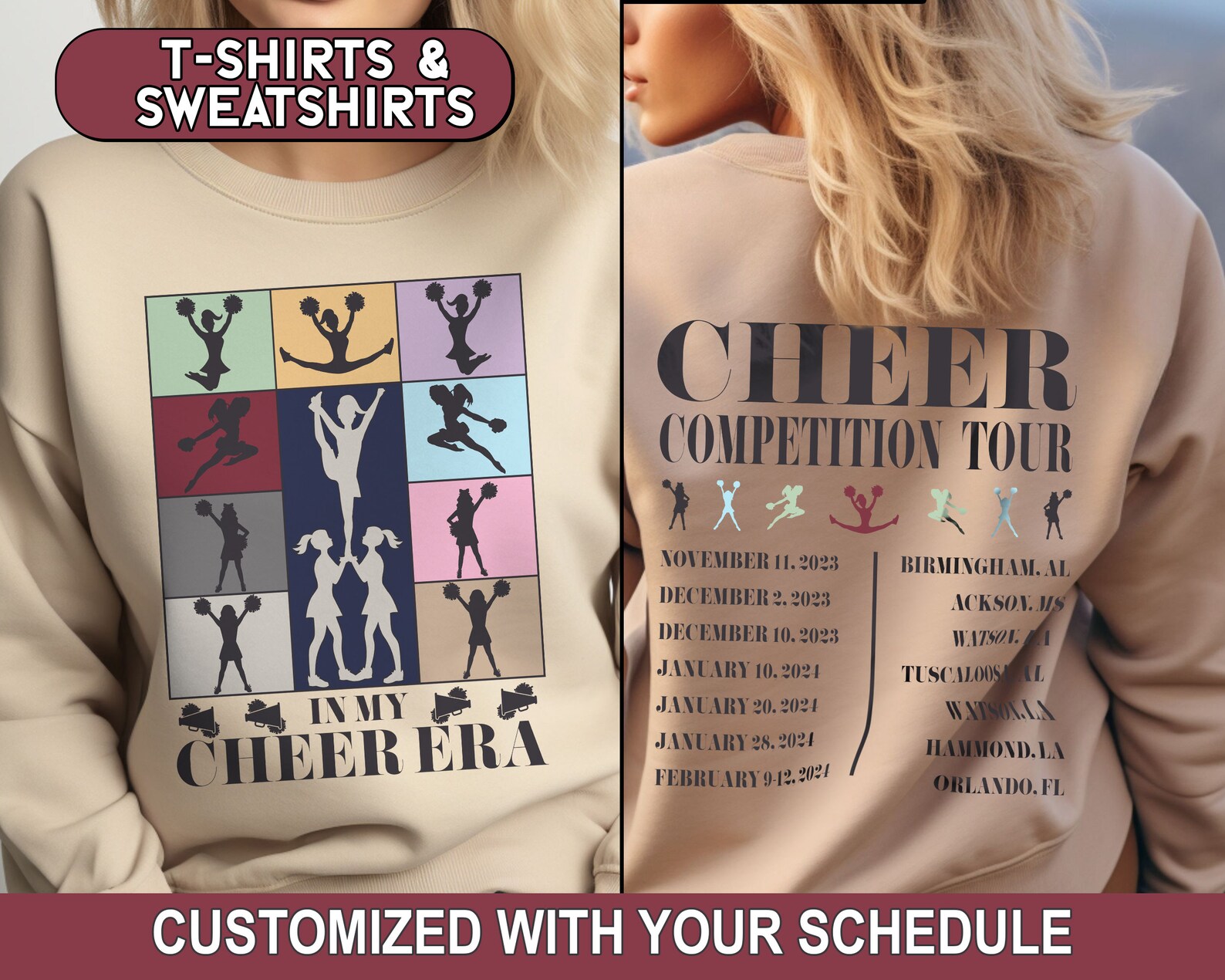 Custom Cheer Era Shirt, Concert Tour Style Personalized Sweatshirt ...