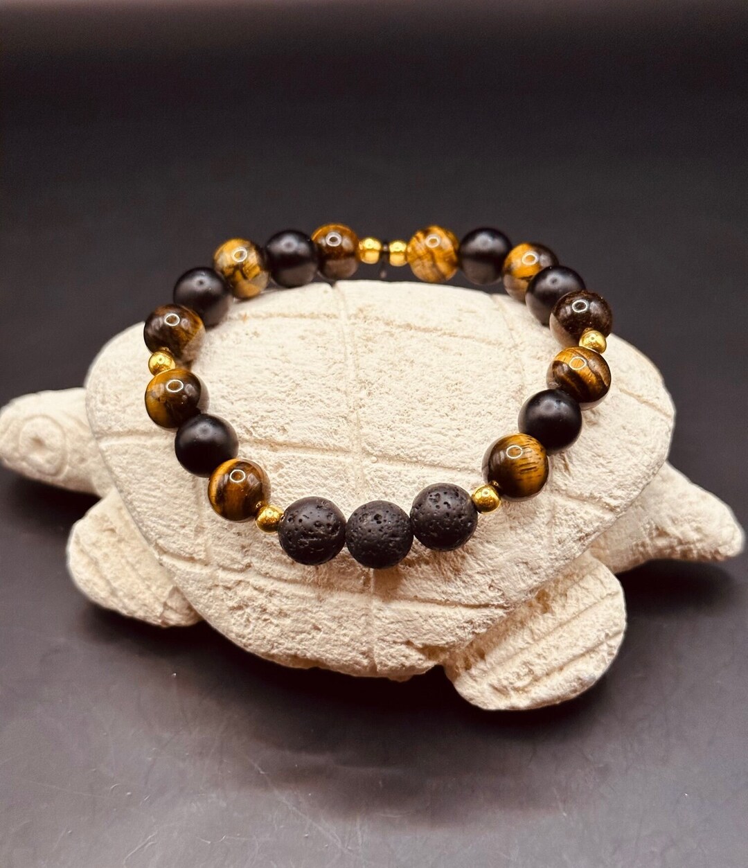 Tiger Eye, Black Volcanic Lava, Black Matte Onyx, Father's Day Gift for ...