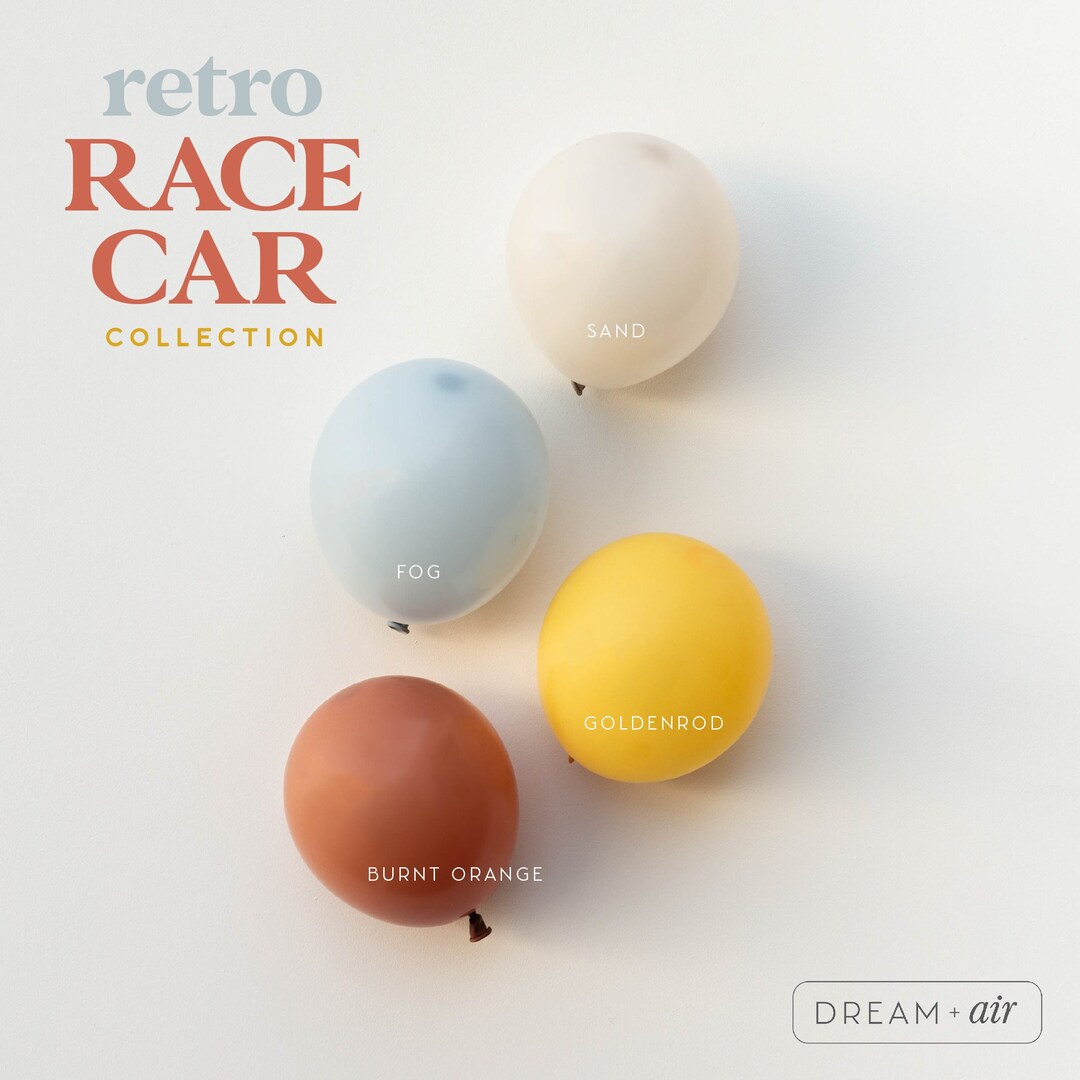 Retro Race Car Theme DIY Balloon Arch Kit | Burnt Orange, Goldenrod ...