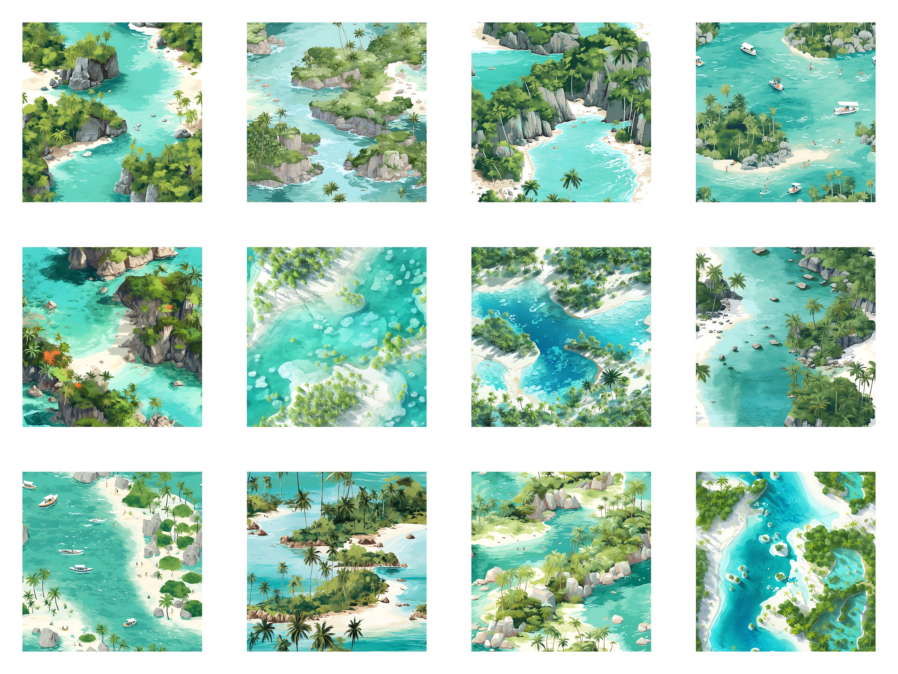 Tropical Beach Digital Paper, Tropical Island Seamless Pattern ...