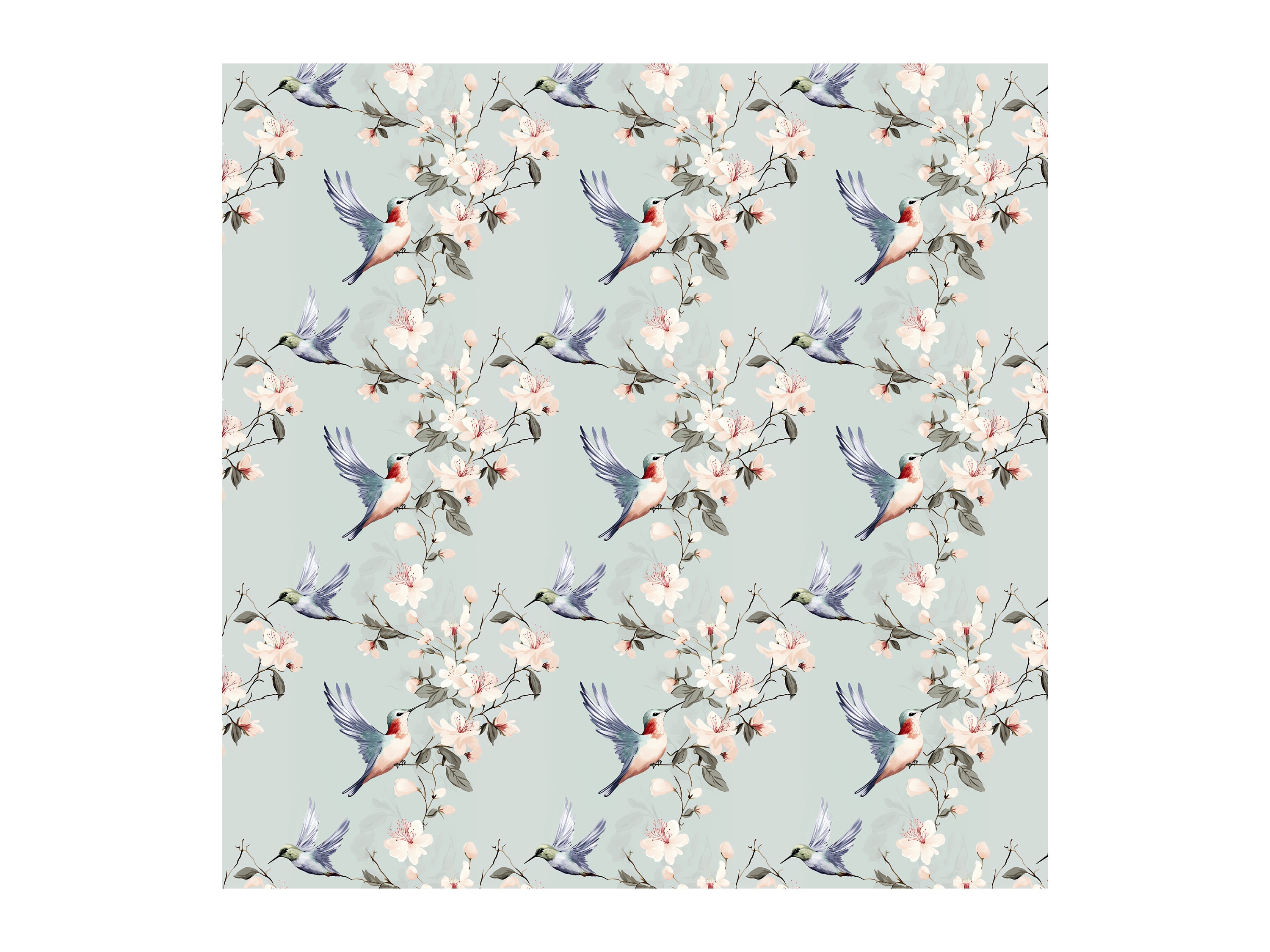 Chinoiserie Digital Paper Hummingbirds Seamless Pattern - Etsy