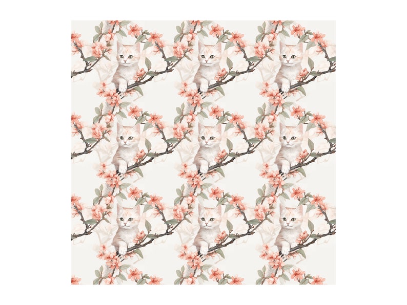 Seamless Chinoiserie Paper, Cat Seamless Pattern, Cat Wallpaper, Cat ...